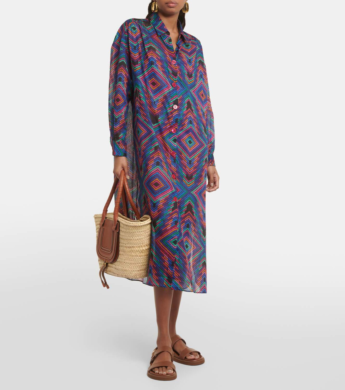 Eres Dj printed cotton voile shirt dress ERES