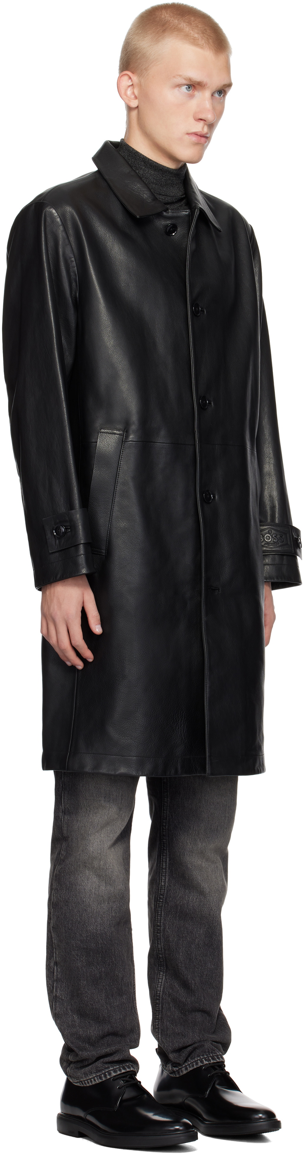 BOSS Black Regular-Fit Leather Coat BOSS