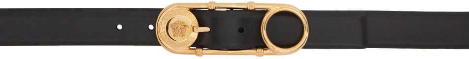 Versace Black Safety Pin Belt Versace