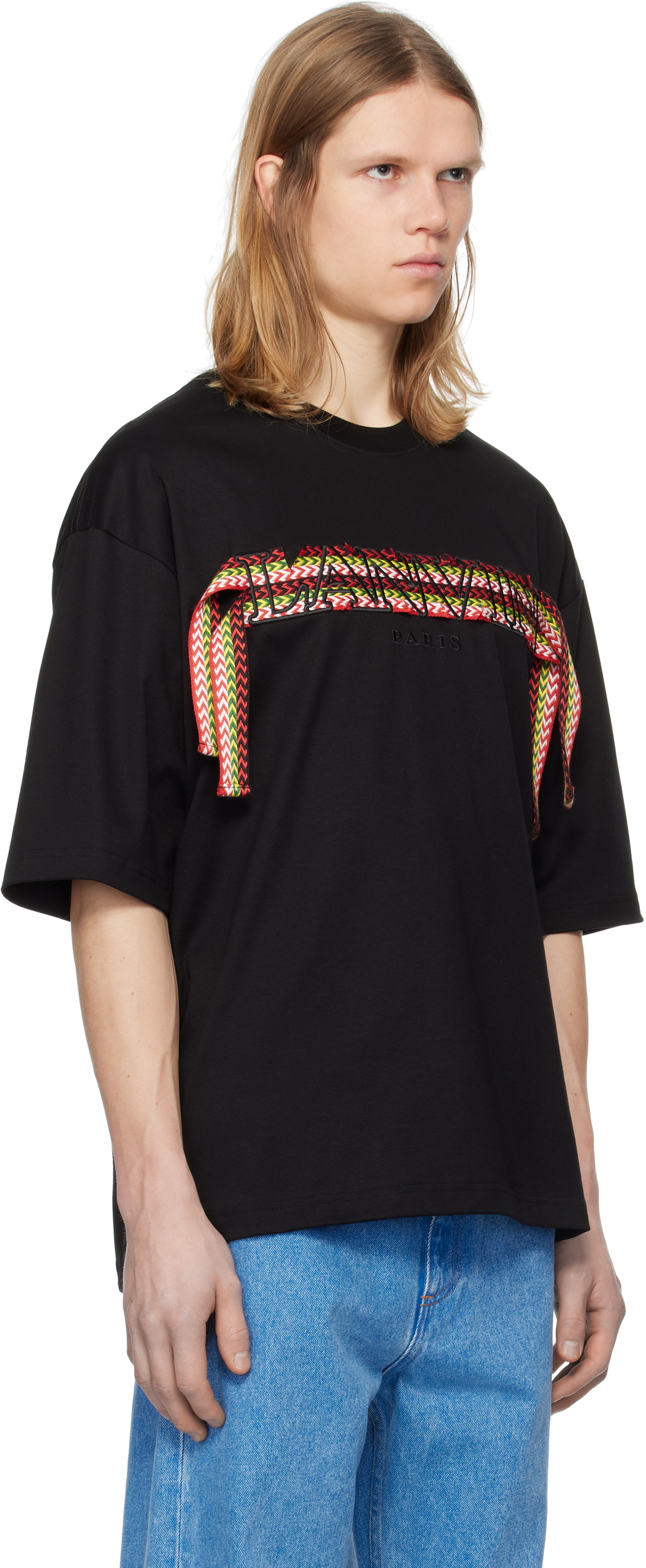 Lanvin Black Curb Lace Oversized T-Shirt Lanvin