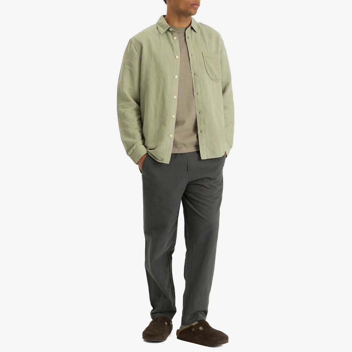 Folk Men's Contrast Pocket Shirt in Sage Folk