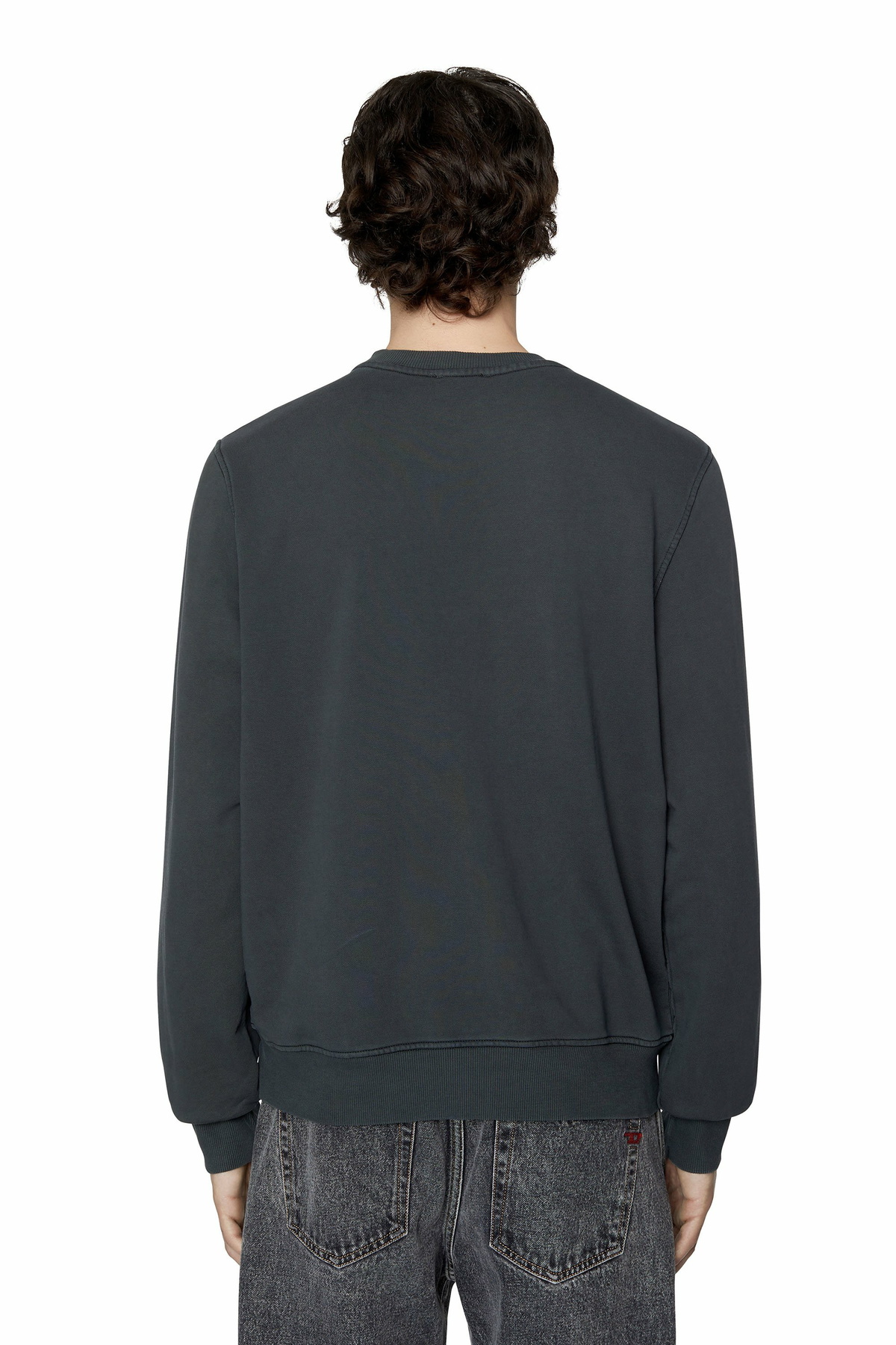 Diesel Sweatshirt with bleeding-effect logo - Sweaters Mens in Grey Diesel