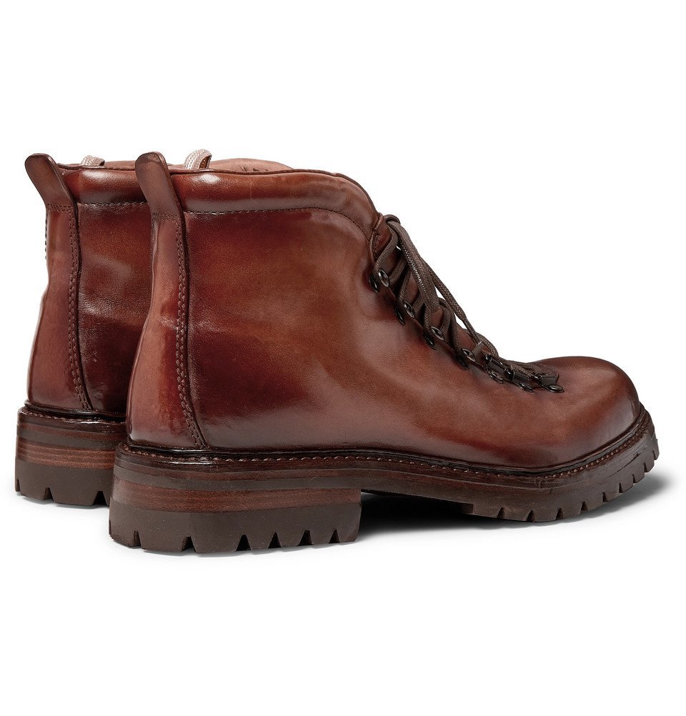 Officine Creative - Manchester Shearling-Lined Grained Leather Hiking ...