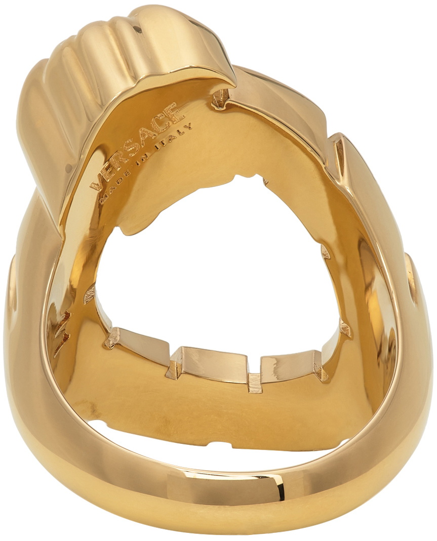 Versace Gold 'La Medusa' Greca Ring Versace