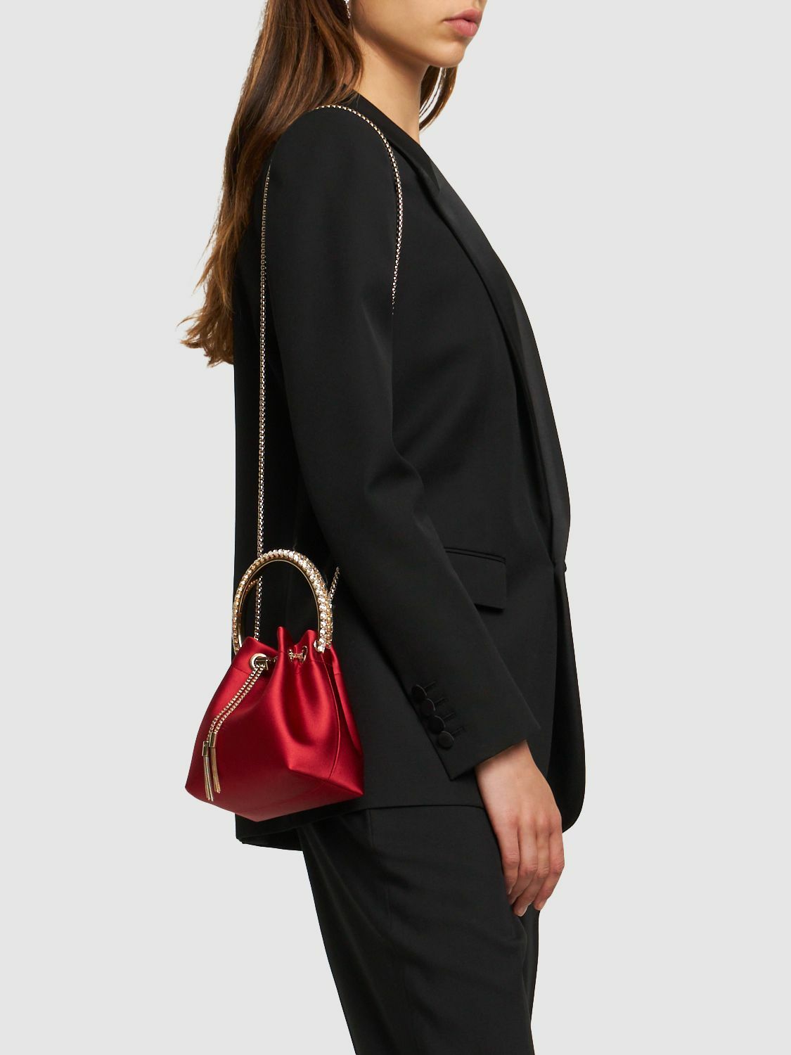 JIMMY CHOO - Lvr Exclusive Bon Bon Satin Bucket Bag Jimmy Choo