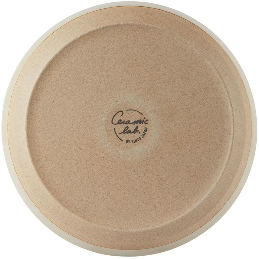 KINTO Beige Ceramic Lab CLK-151 Deep Plate Set, 8 in KINTO