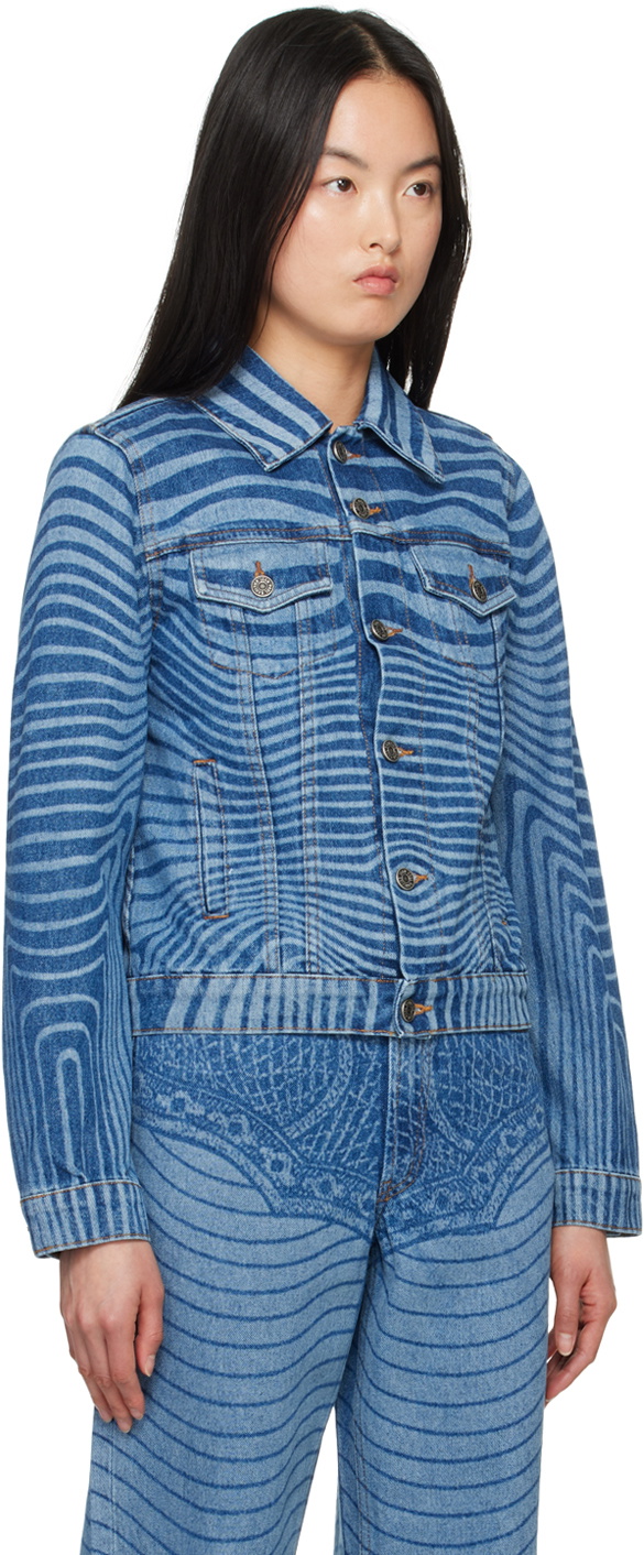 Jean Paul Gaultier Blue Laser Printed Denim Jacket Jean Paul Gaultier