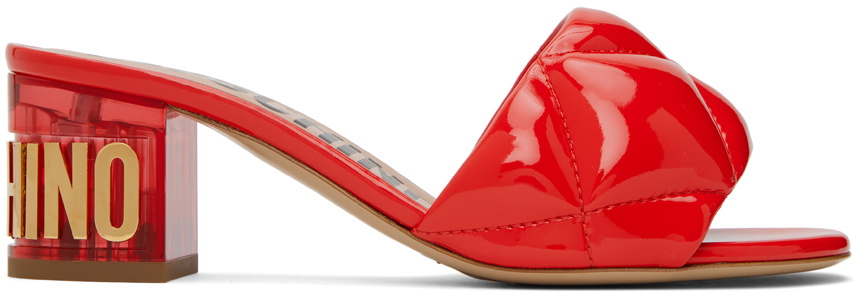 Moschino Red Quilted Mules Moschino