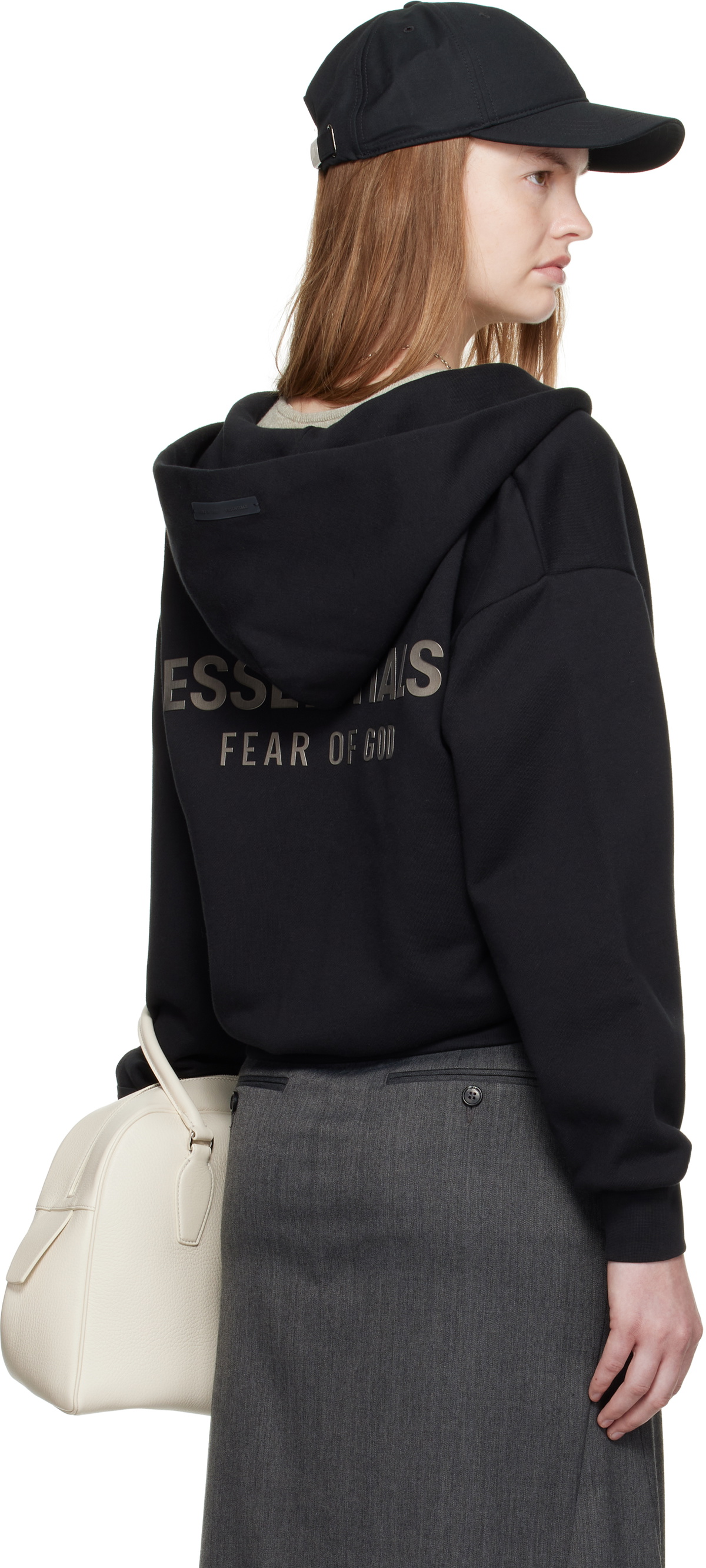 Fear of God ESSENTIALS Black Classic Fit Zip-Up Hoodie Fear Of God ...