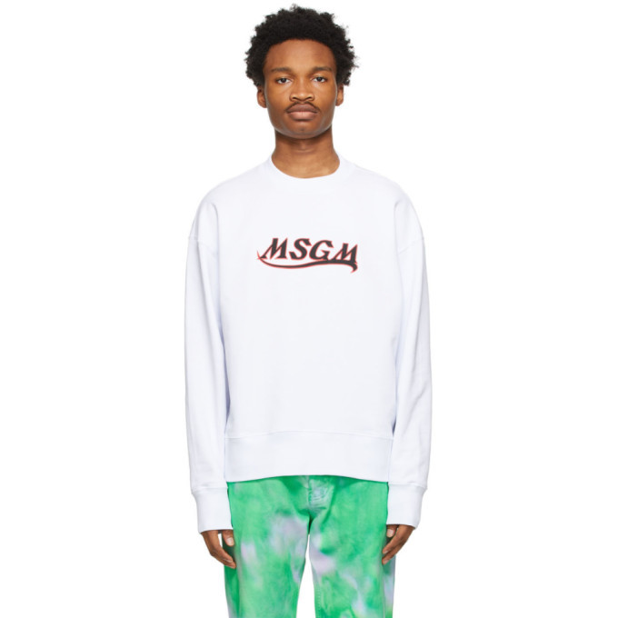 MSGM White New Logo Sweatshirt MSGM