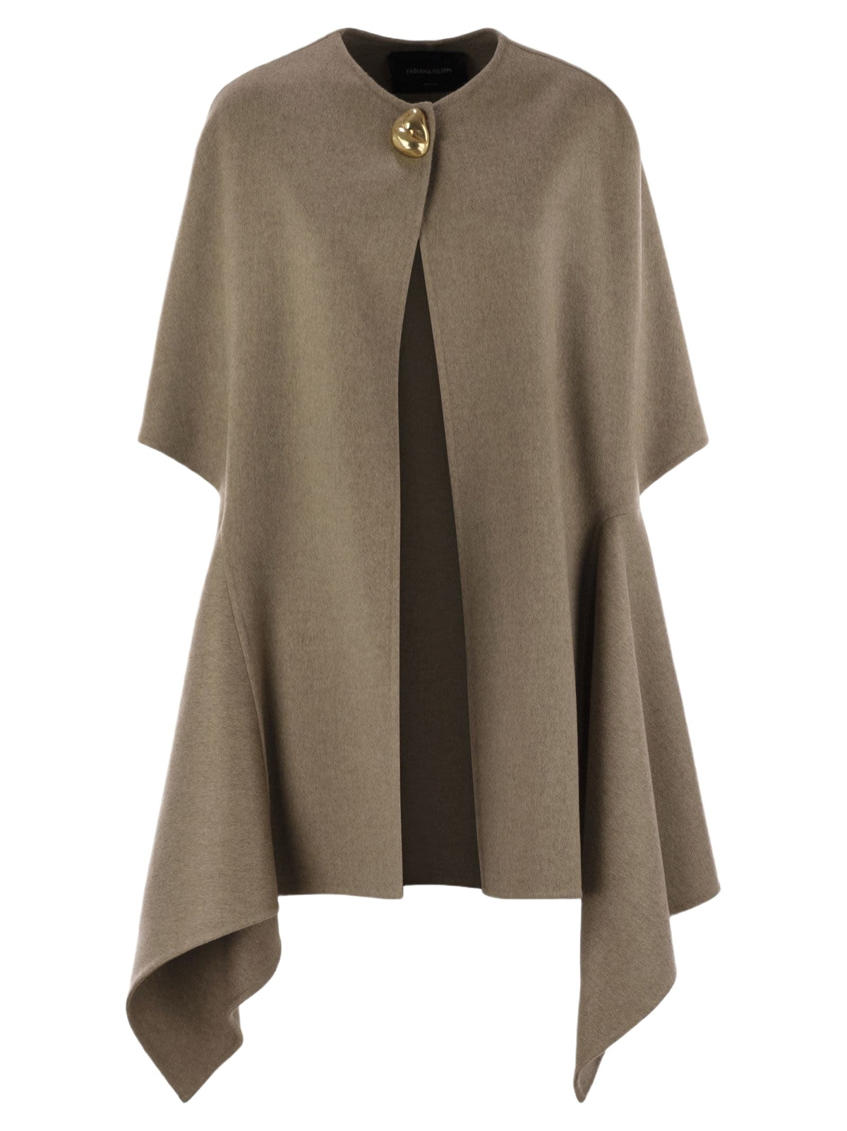 Fabiana Filippi Double Cashemere Coat With Jewelled Button Fabiana Filippi