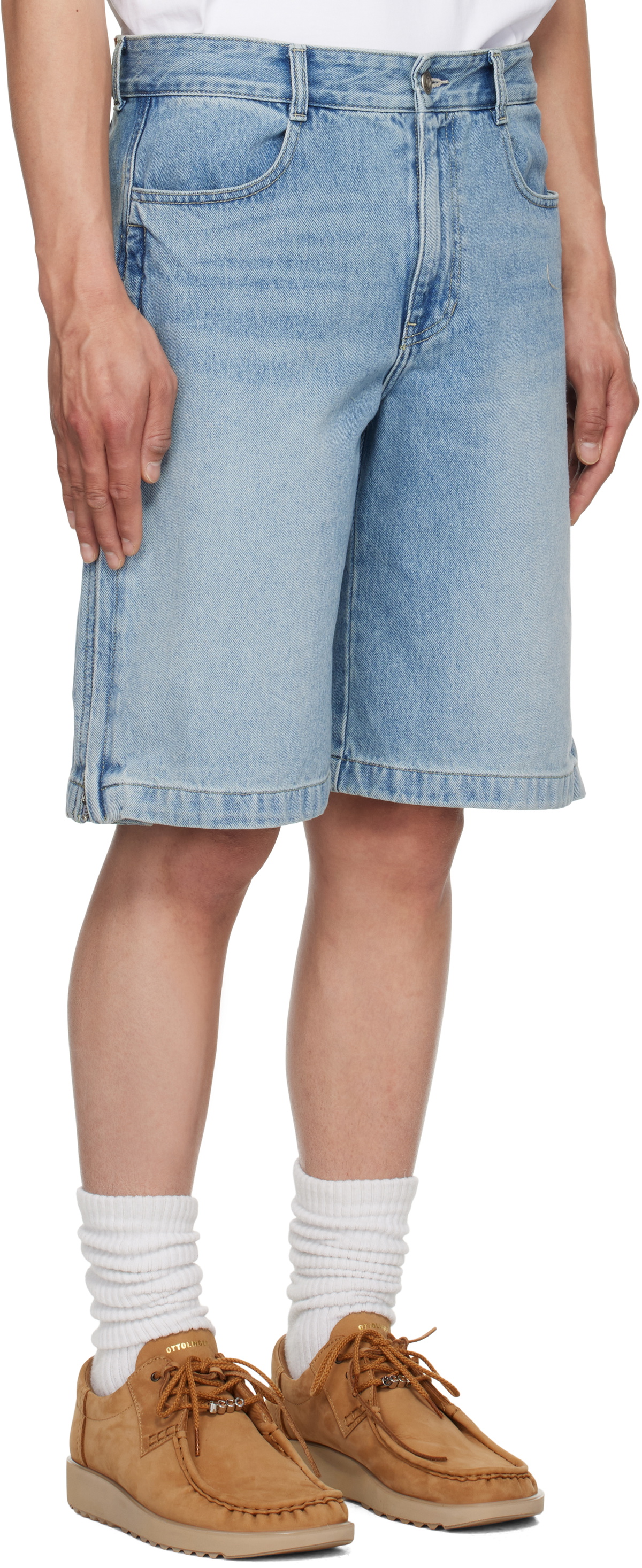 Solid Homme Blue Side Zipper Denim Shorts Solid Homme