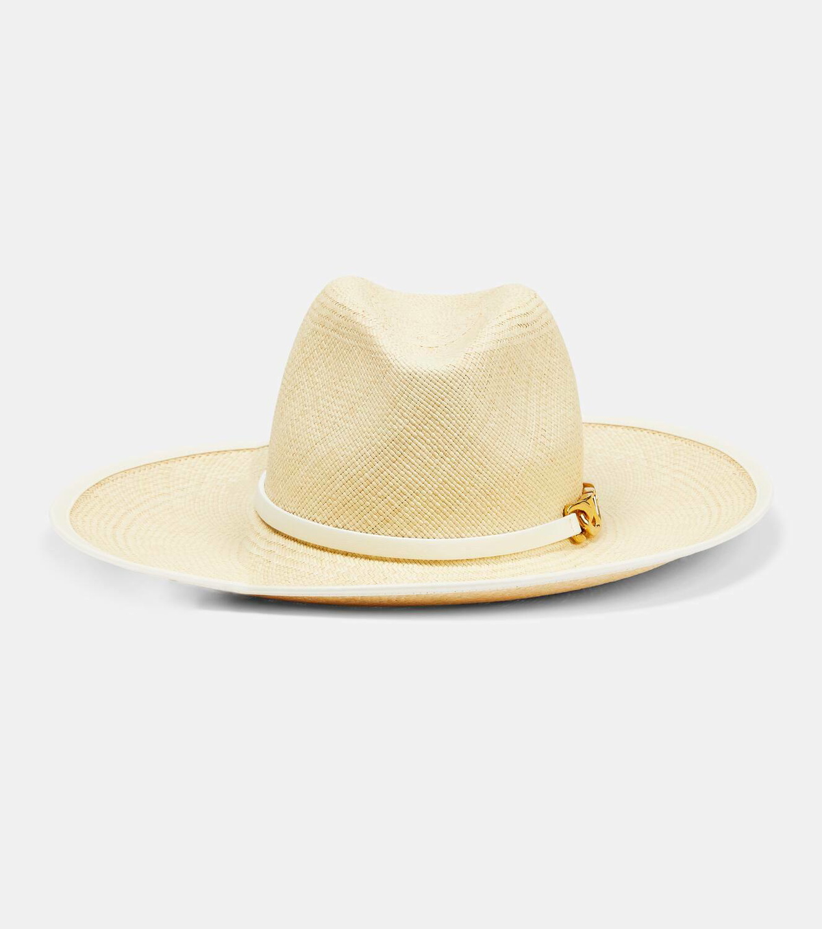 Valentino VLogo leather-trimmed straw hat Valentino
