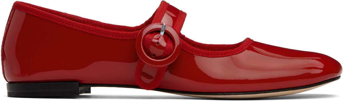 Repetto Red Georgia Square Toe Mary Jane Ballerina Flats Repetto
