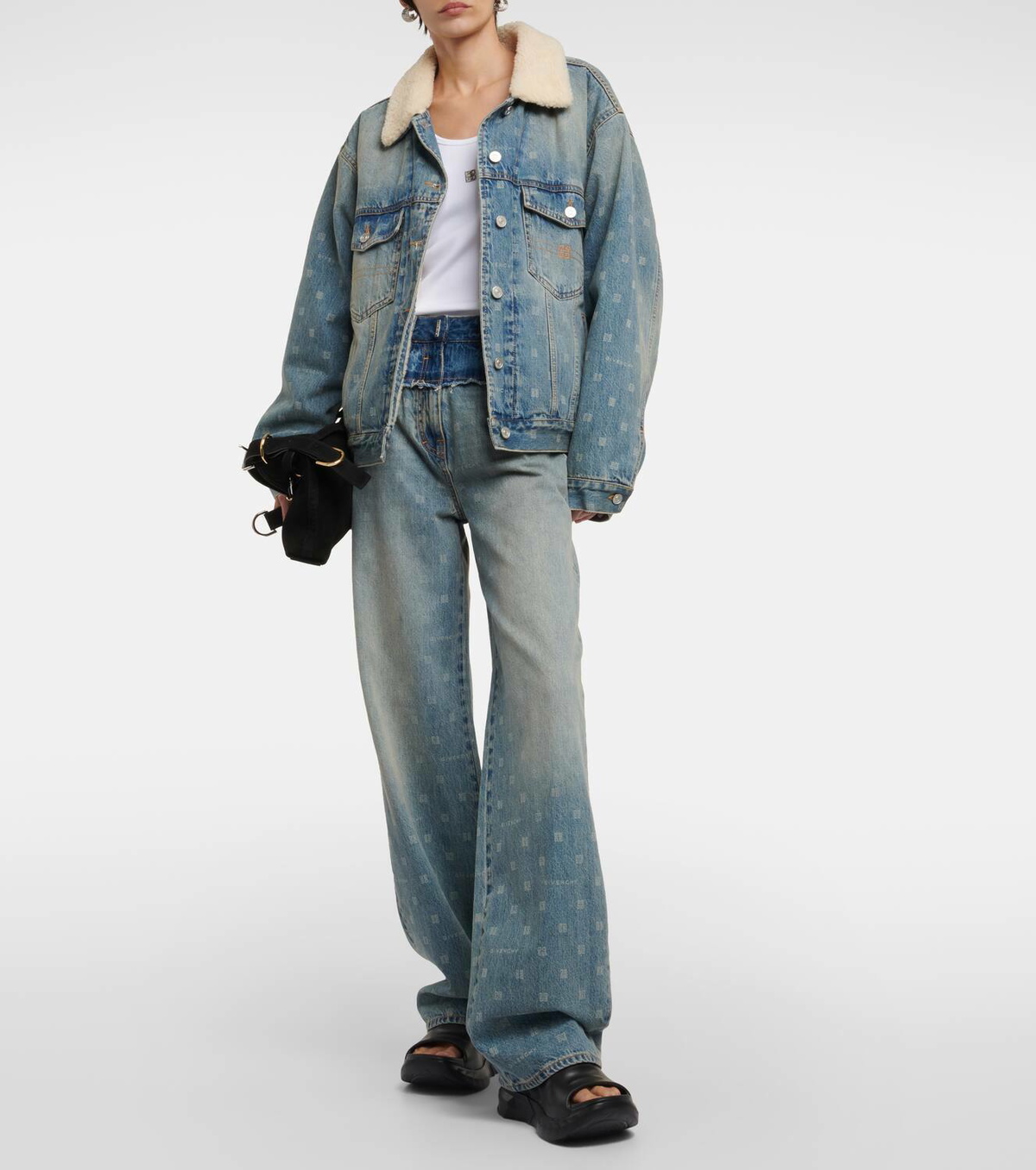 Givenchy 4G fleece-trimmed denim jacket Givenchy