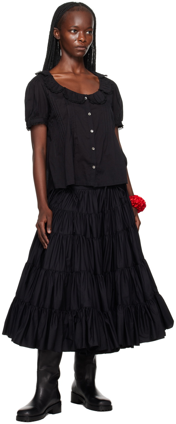 Sandy Liang Black Chetti Midi Skirt Sandy Liang