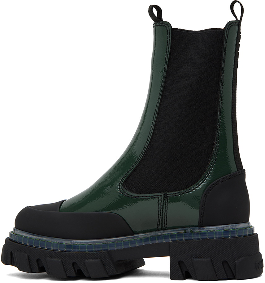 GANNI Green Cleated Chelsea Boots GANNI