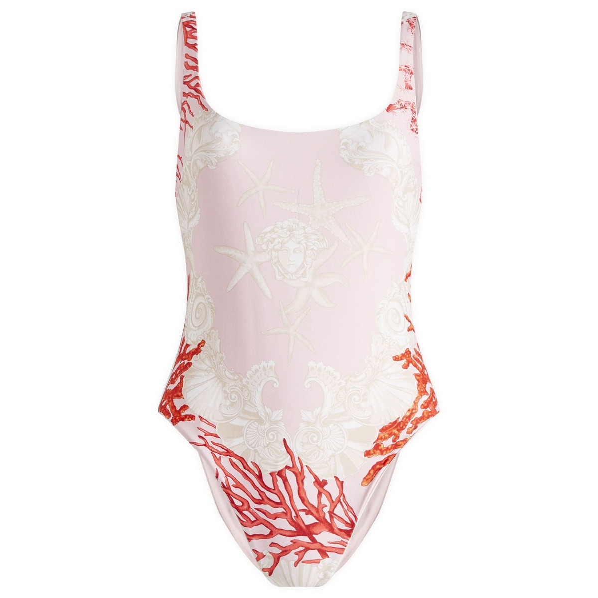 Versace Women's One Piece Swimsuit in Dusty Rose/Coral/Bone Versace