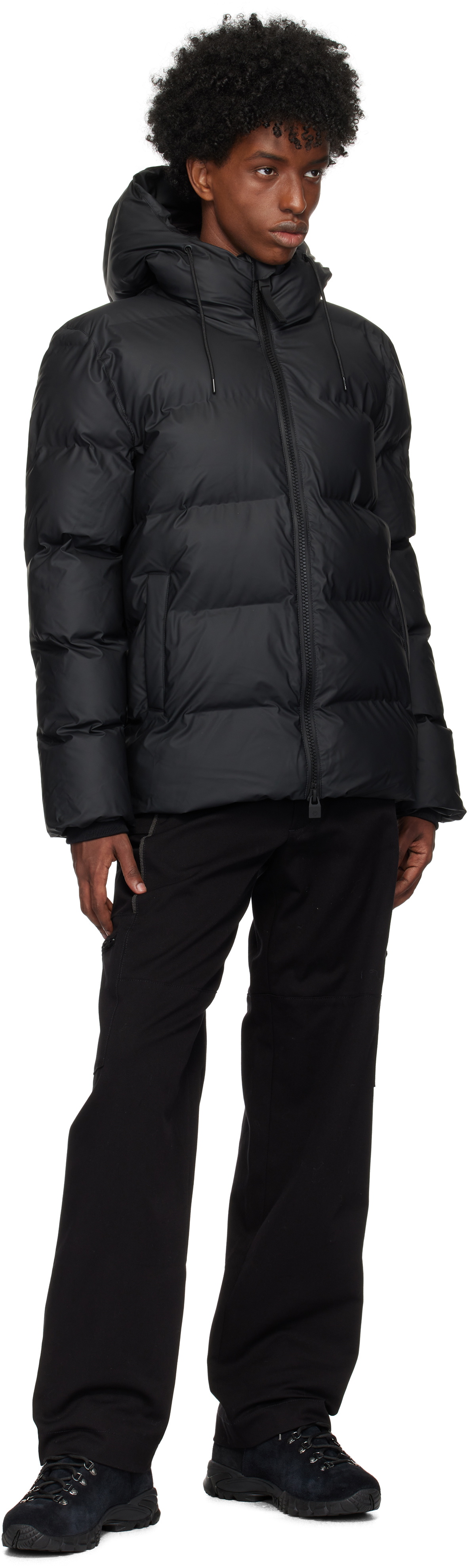 RAINS Black Alta Puffer Jacket Rains