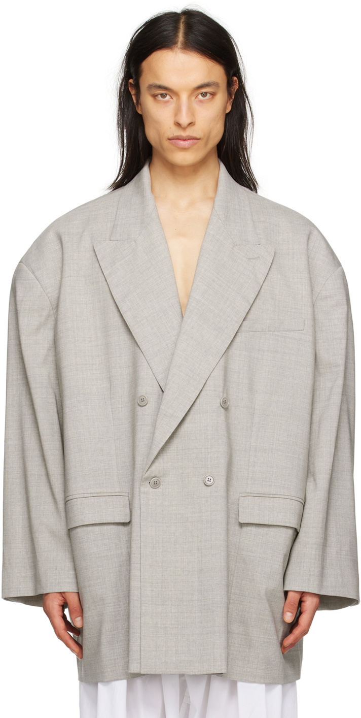 Hed Mayner Gray Double-Breasted Blazer Hed Mayner