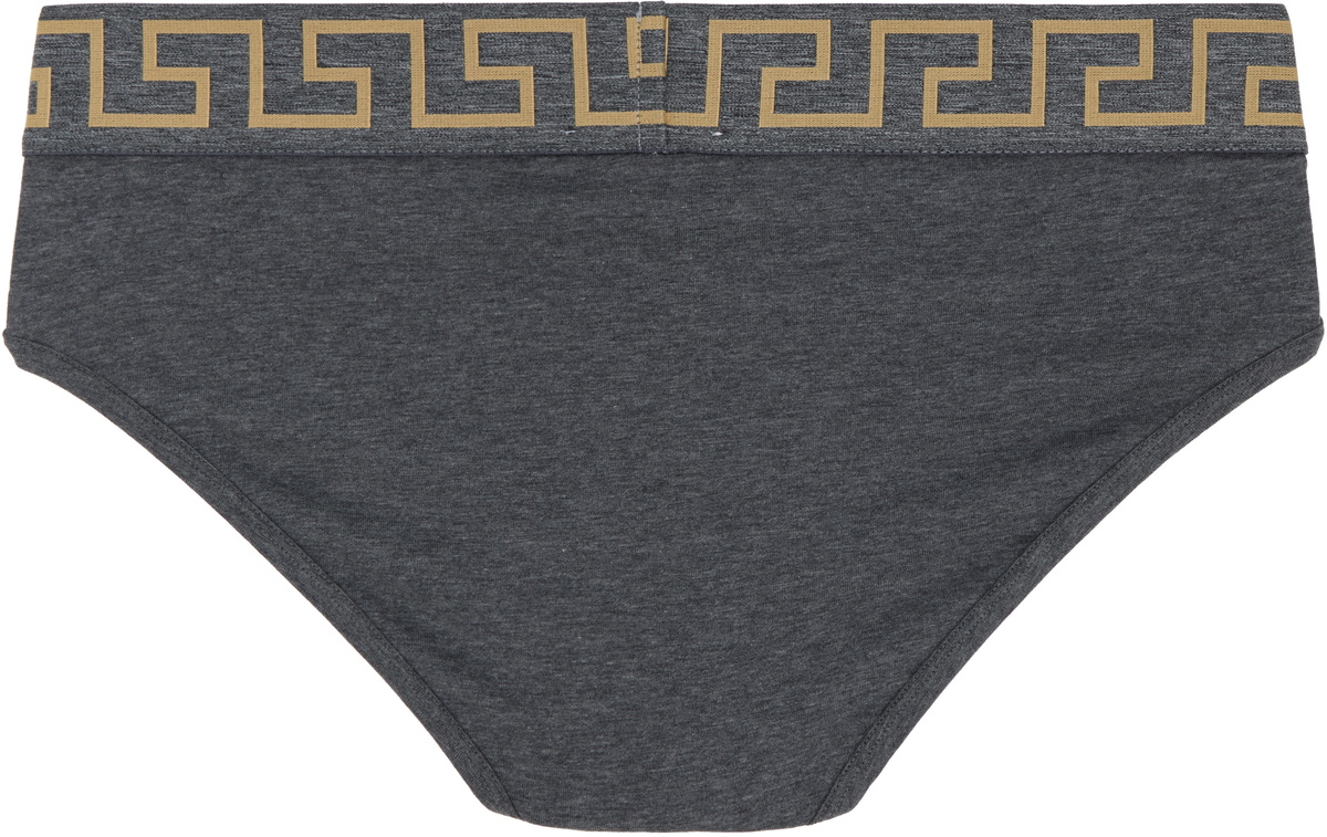 Versace Underwear Two-Pack Black & Gray Greca Border Briefs Versace ...