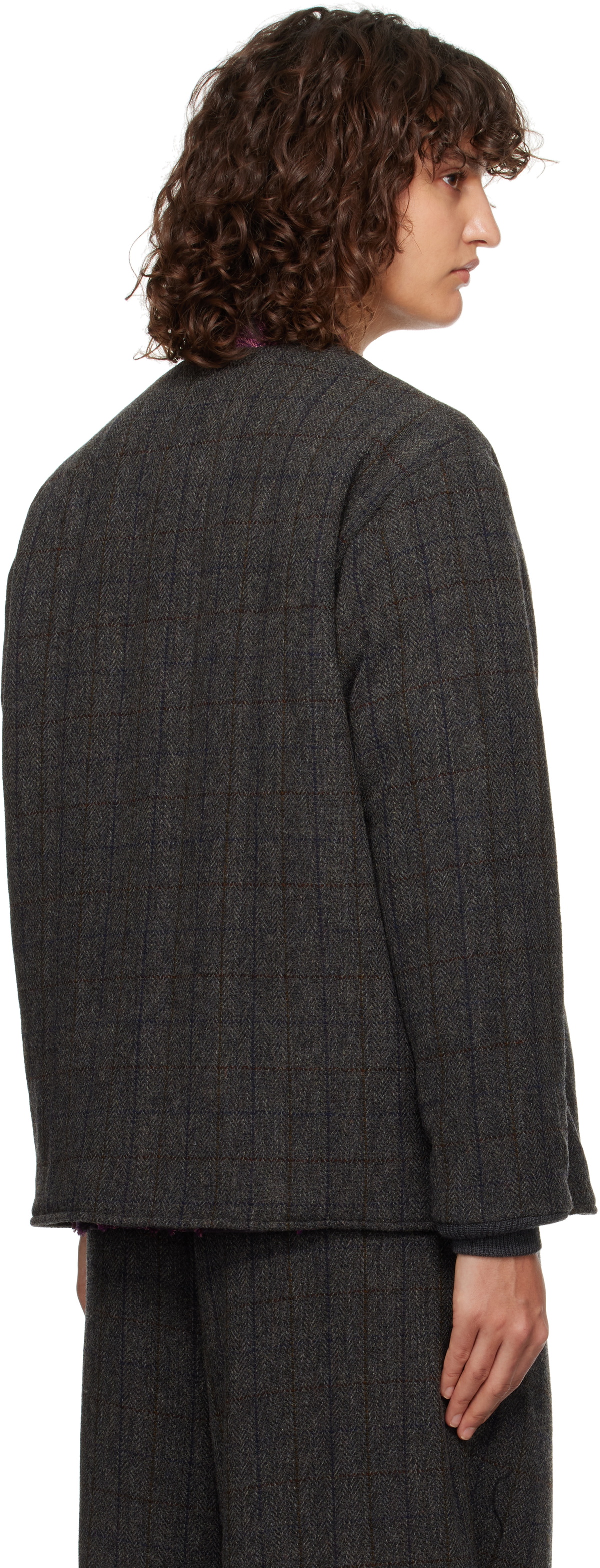 NEEDLES Gray Quilted Crew Neck Jacket Needles