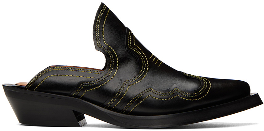 GANNI Black & Yellow Western Mules GANNI