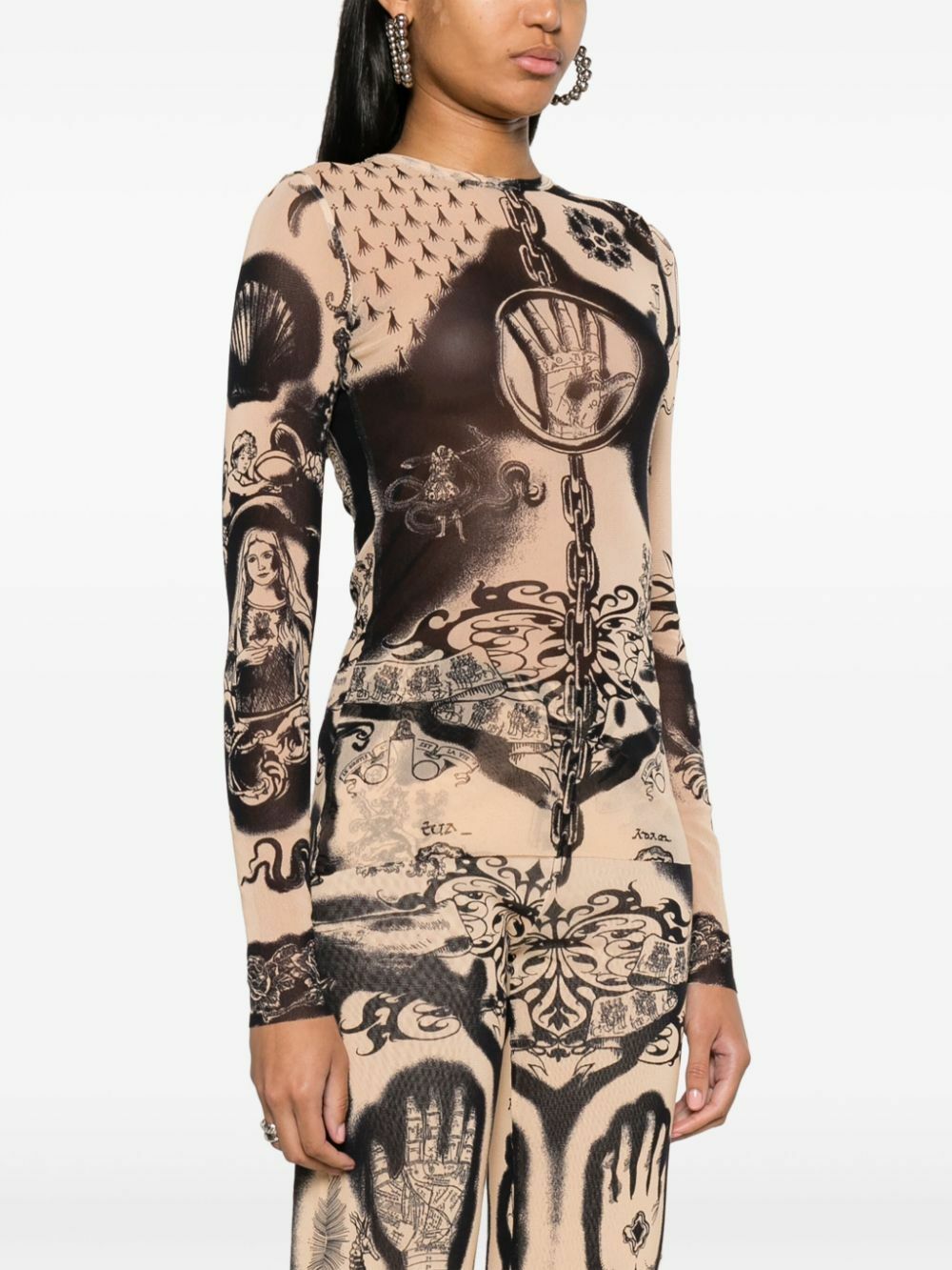 Jean Paul Gaultier Neutral Heraldique-Print Top Jean Paul Jean Paul Gaultier Neutral Heraldique-Print Top Jean Paul