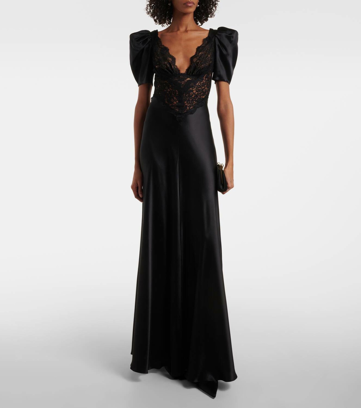 Rodarte Lace-trimmed silk charmeuse gown Rodarte