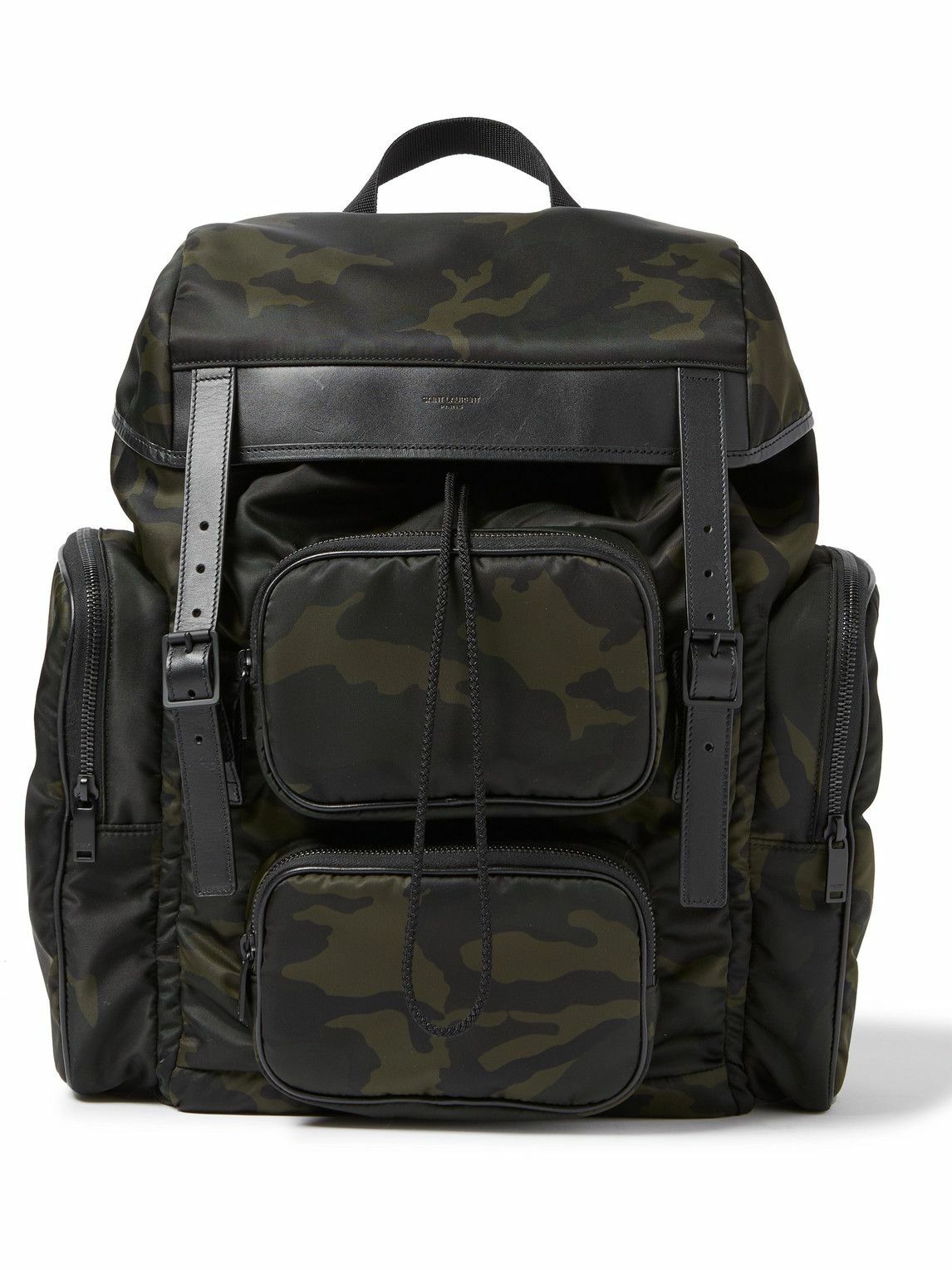 SAINT LAURENT - City Leather-Trimmed Camouflage-Print Nylon Backpack ...