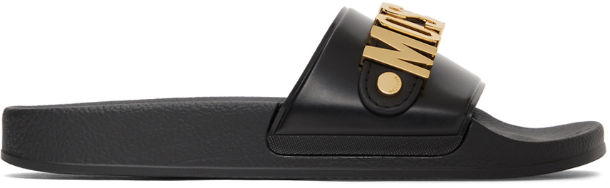 Moschino Black Logo Pool Slides Moschino