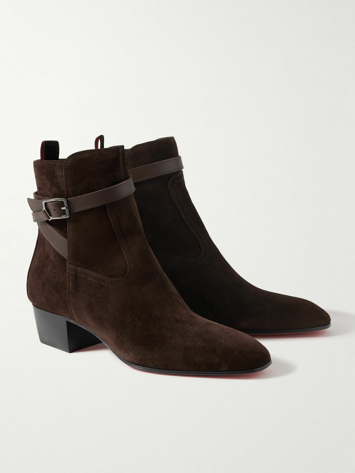 Christian Louboutin - Rosalio Jodhpur Buckled Leather-Trimmed Suede ...