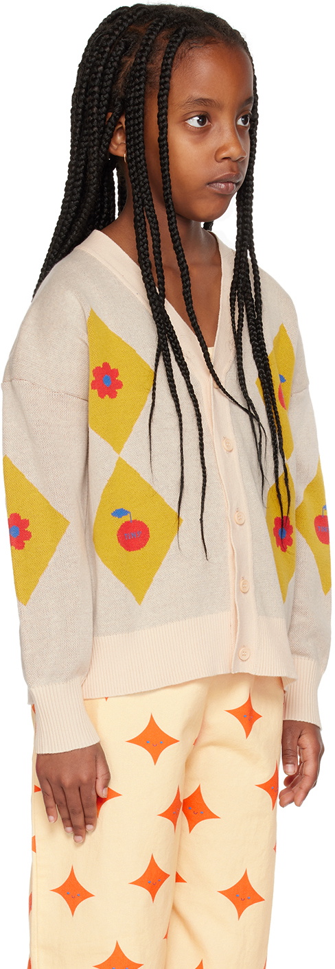 TINYCOTTONS Kids Beige Diamonds Cardigan TINYCOTTONS