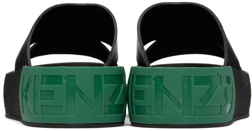 Kenzo Black & Green Kenzoyama Leather Sandals Kenzo