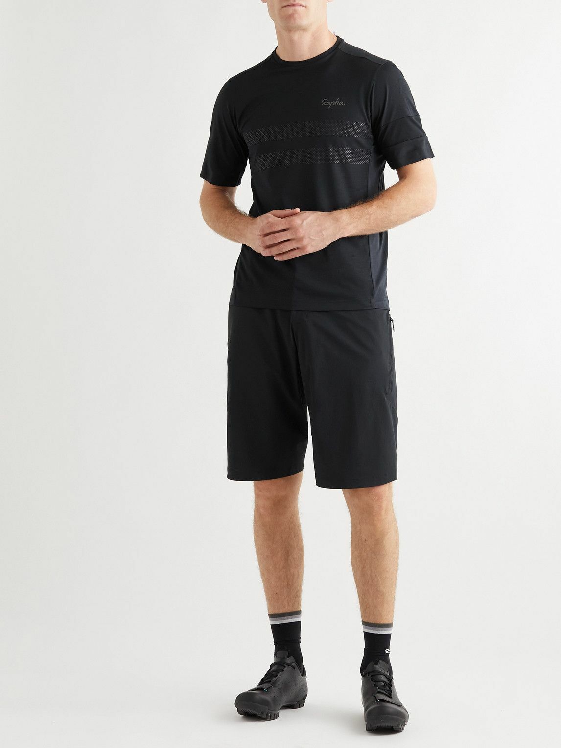Rapha - Explore Technical Striped Stretch-Mesh T-Shirt - Black Rapha