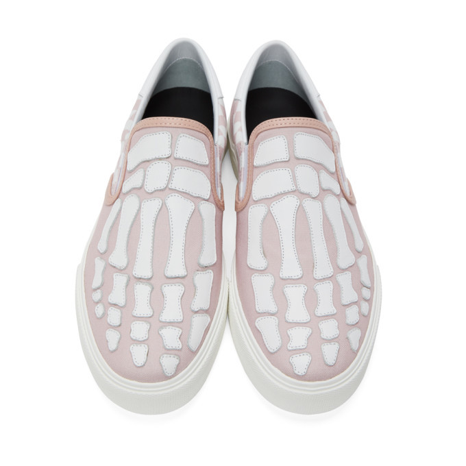 Amiri Pink Checkered Skeleton Slip-On Sneakers Amiri