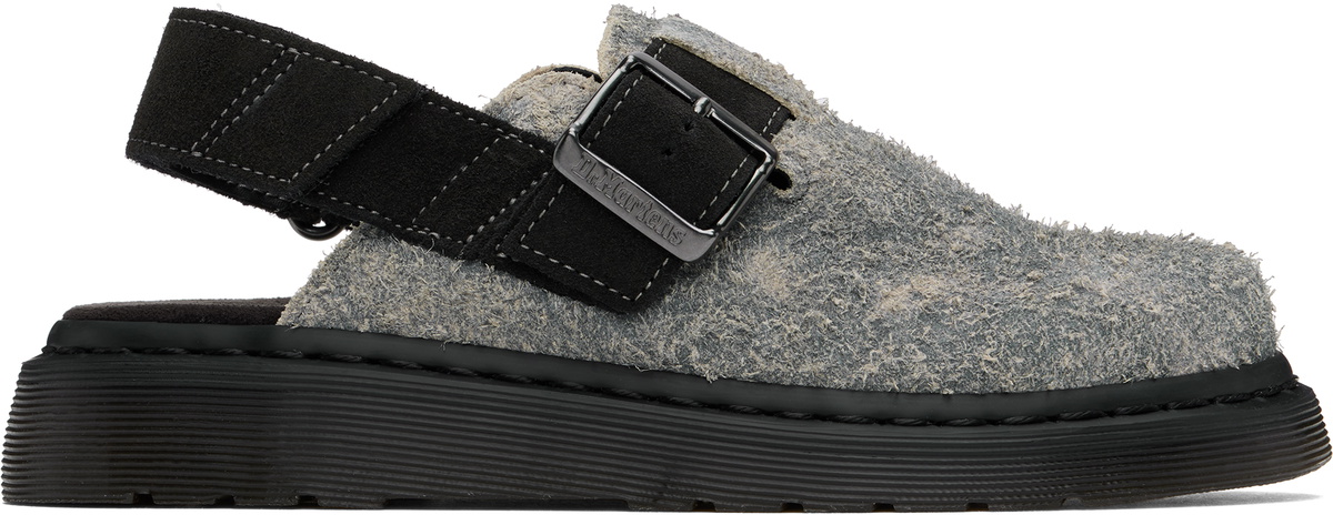 Dr. Martens Gray Jorge II Hairy Suede Slingback Mules Dr. Martens