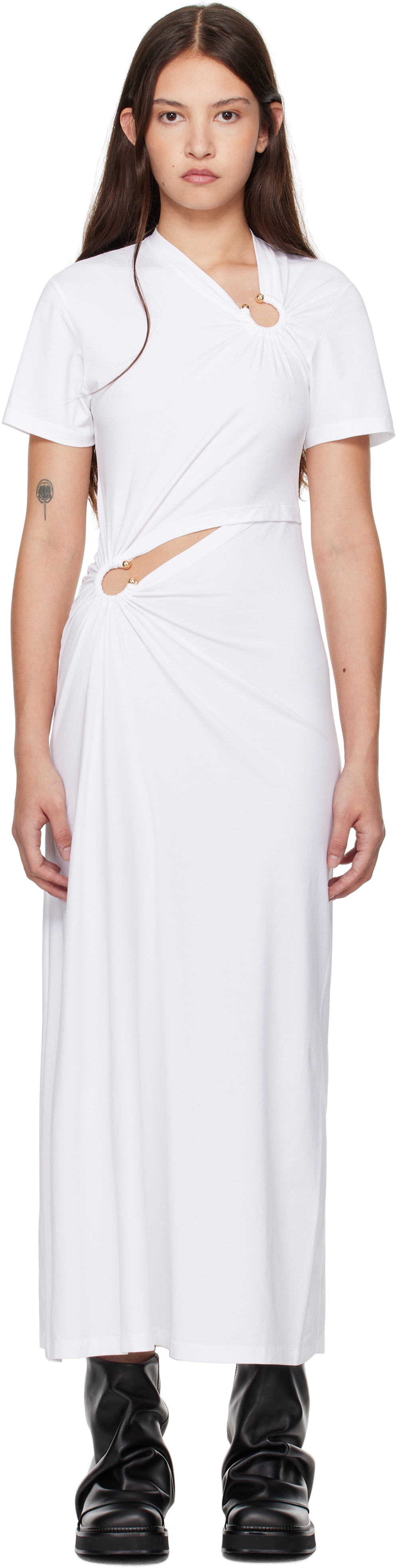 Rabanne White Long Piercing Maxi Dress Paco Rabanne