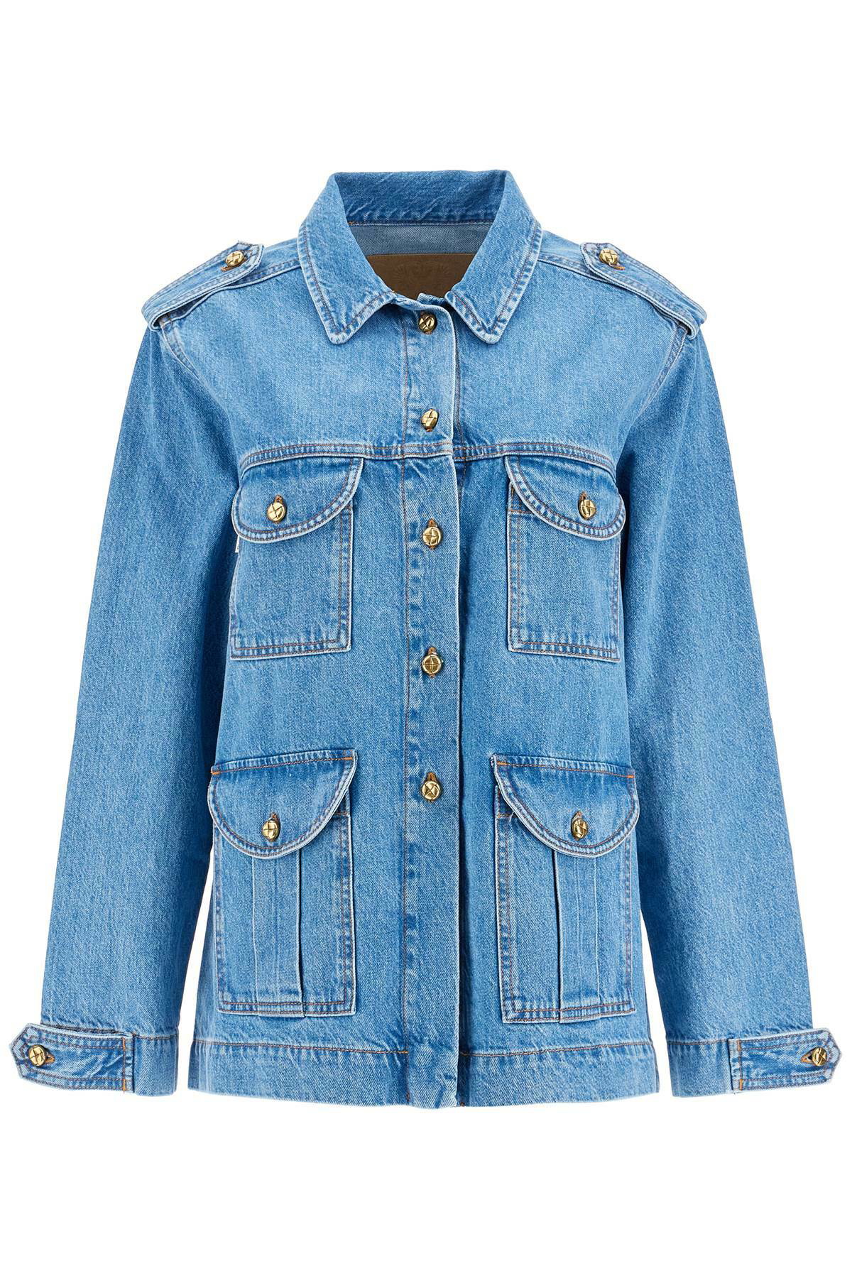 BLAZE MILANO light blue cotton military safari jacket with multiple ...