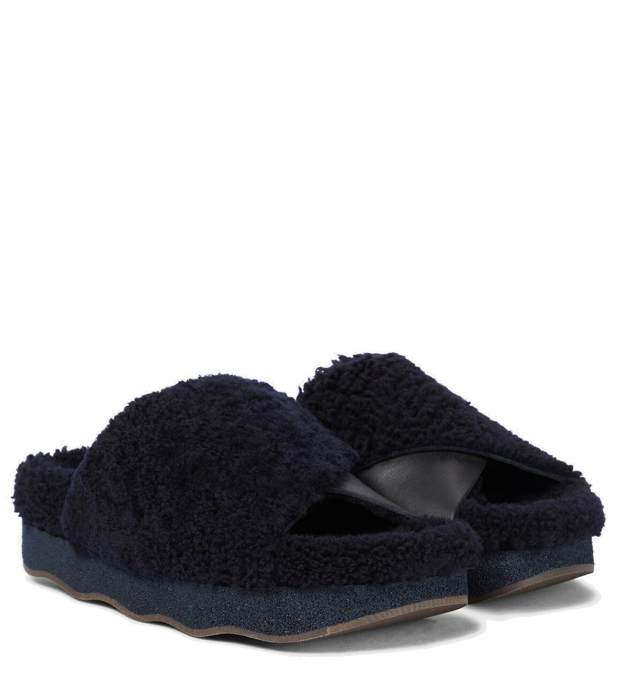 Chloe - Wavy shearling slides Chloe