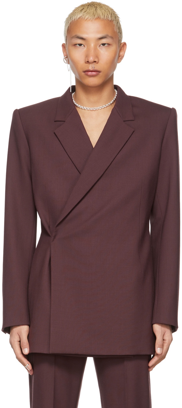 EGONlab SSENSE Exclusive Burgundy Double Breasted Jacket EGONlab