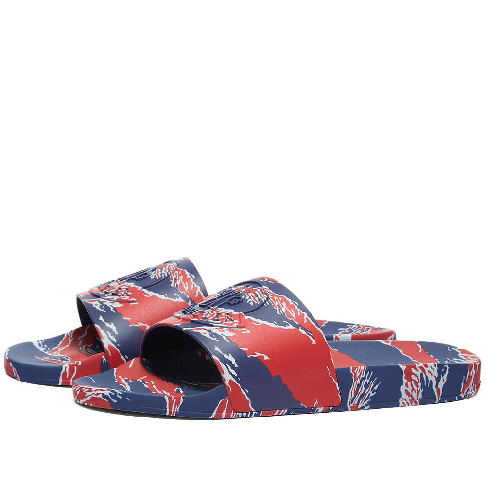 Moncler Men's Basile Camo Pool Slide in Red/Blue Moncler