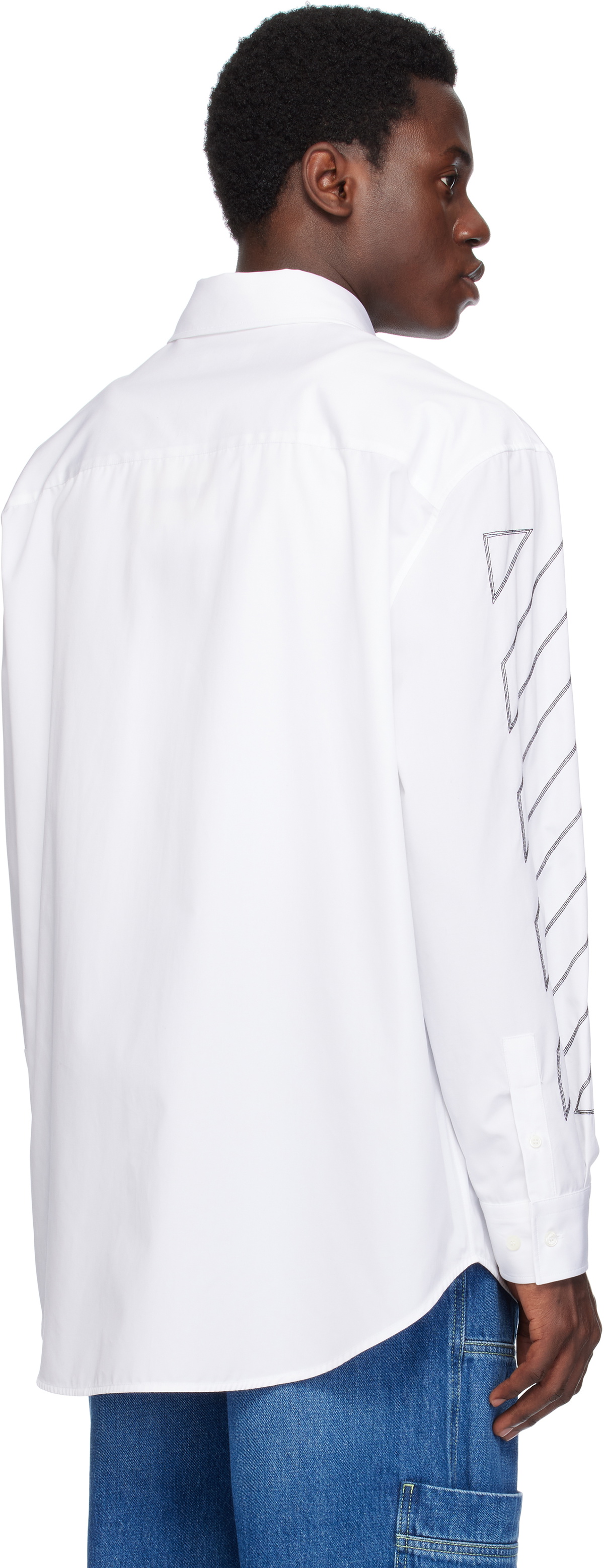 Off-White White Diag Outl Poplin Shirt Off-White