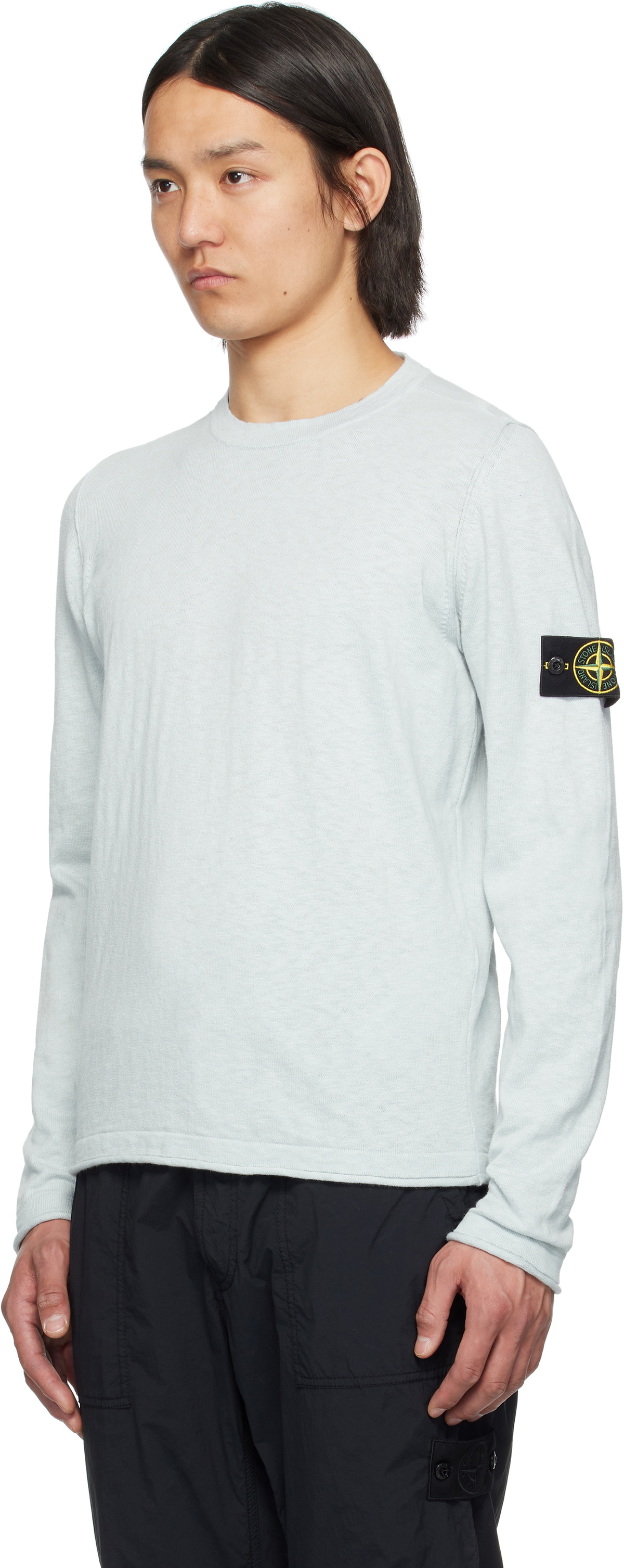 Stone Island Blue Cotton Nylon Sweater Stone Island