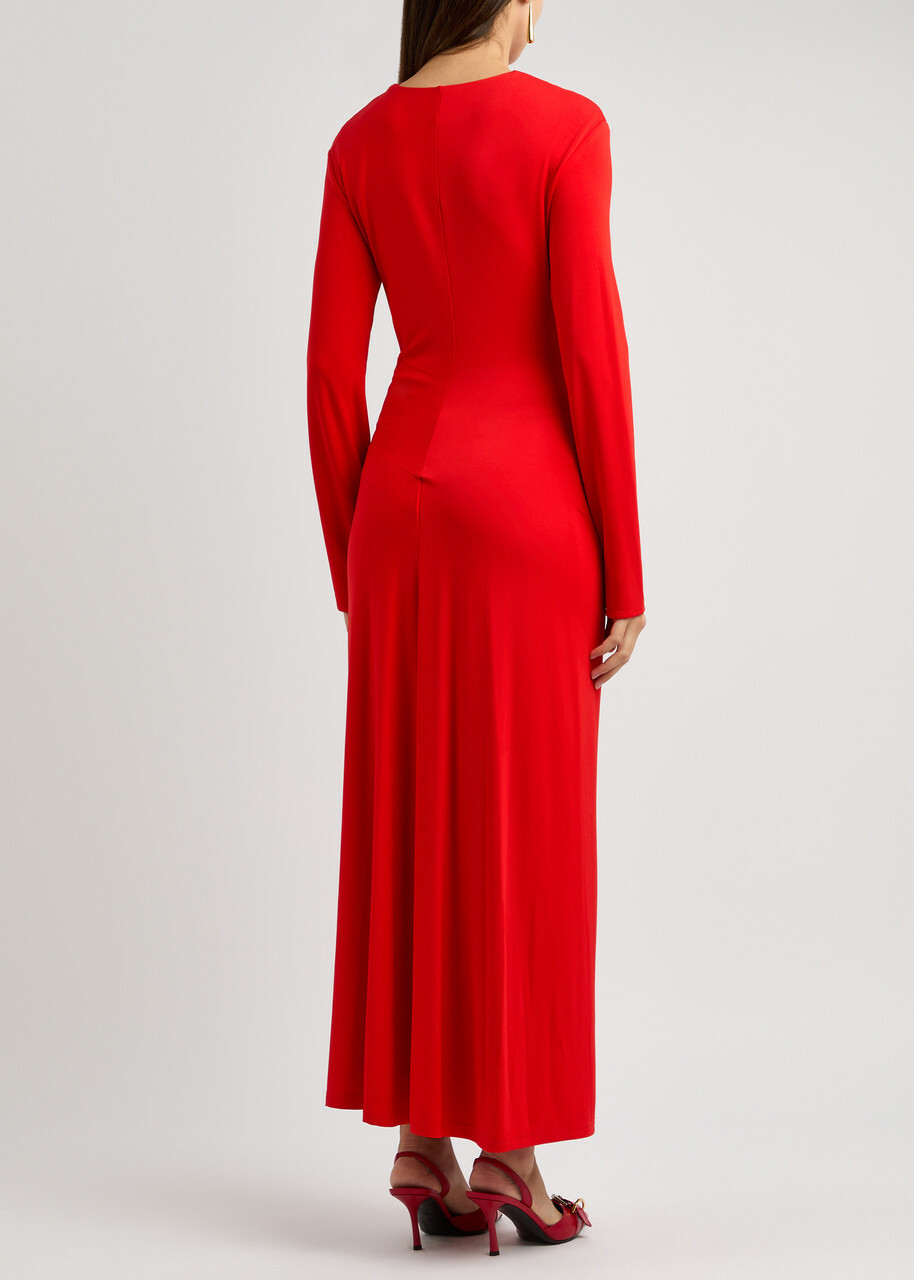 Jonathan Simkhai Ferrera Draped Jersey Midi Dress Red Simkhai
