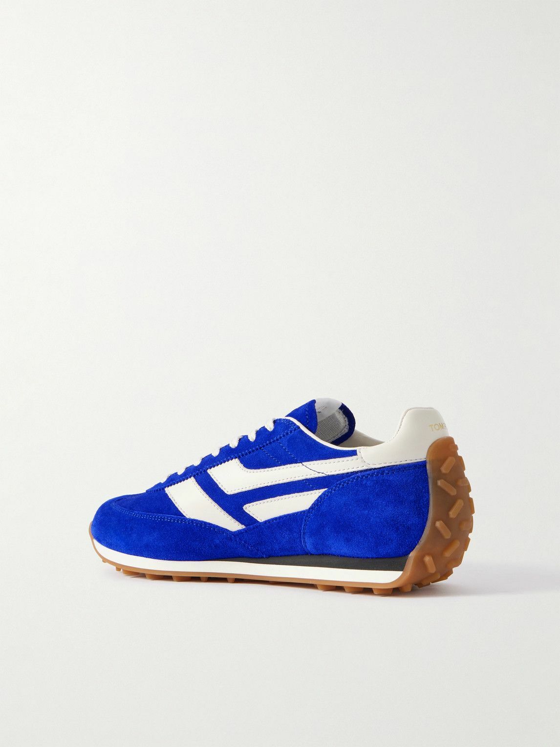 TOM FORD - Mick Leather-Trimmed Suede Sneakers - Blue TOM FORD