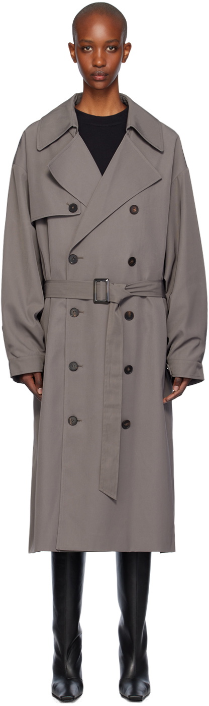 The Frankie Shop Gray Mavis Oversized Trench Coat The Frankie Shop