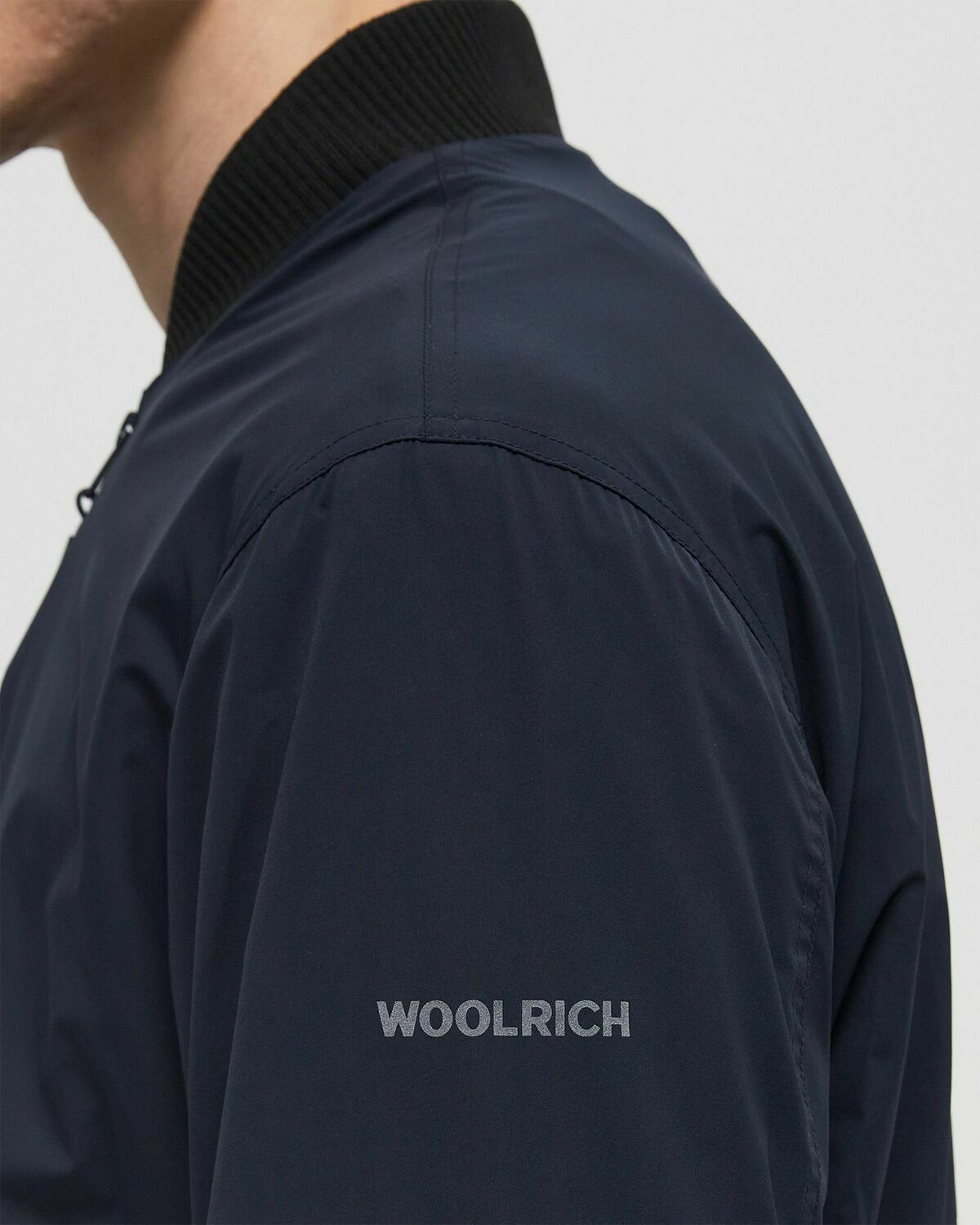 WOOLRICH MATT STRETCH BOMBER Blue Mens Bomber Jacket Woolrich