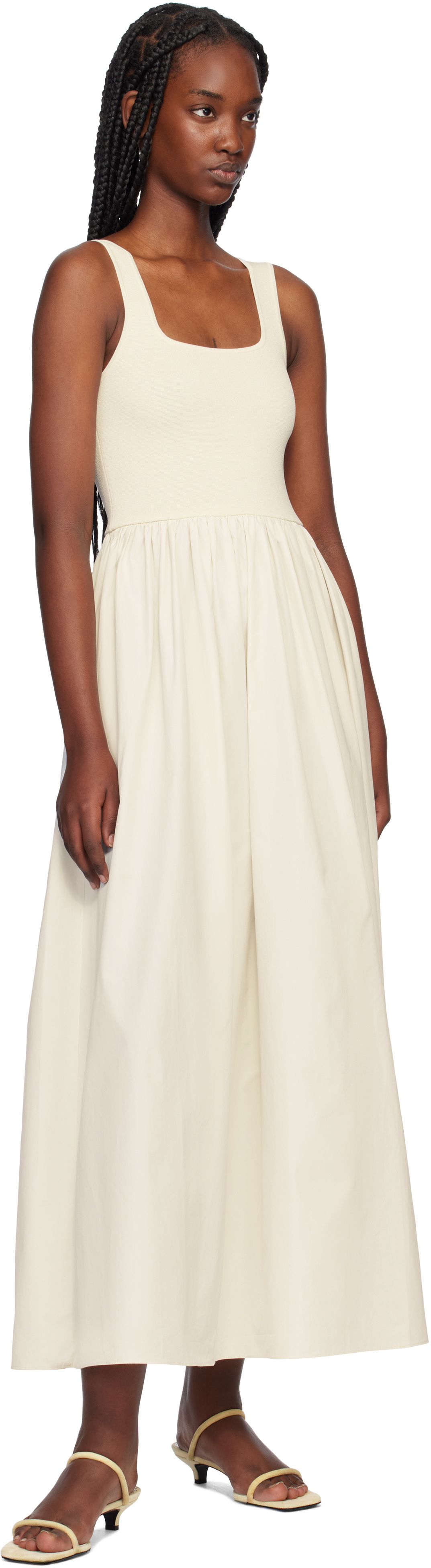 Matteau Off-White Knit & Cotton Midi Dress Matteau