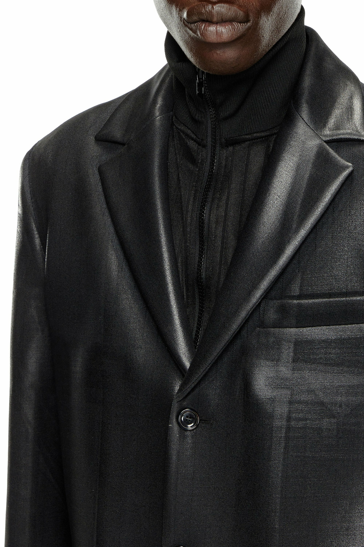 Diesel Coat in pinstriped cool wool - Winter Jackets Mens in Black Diesel